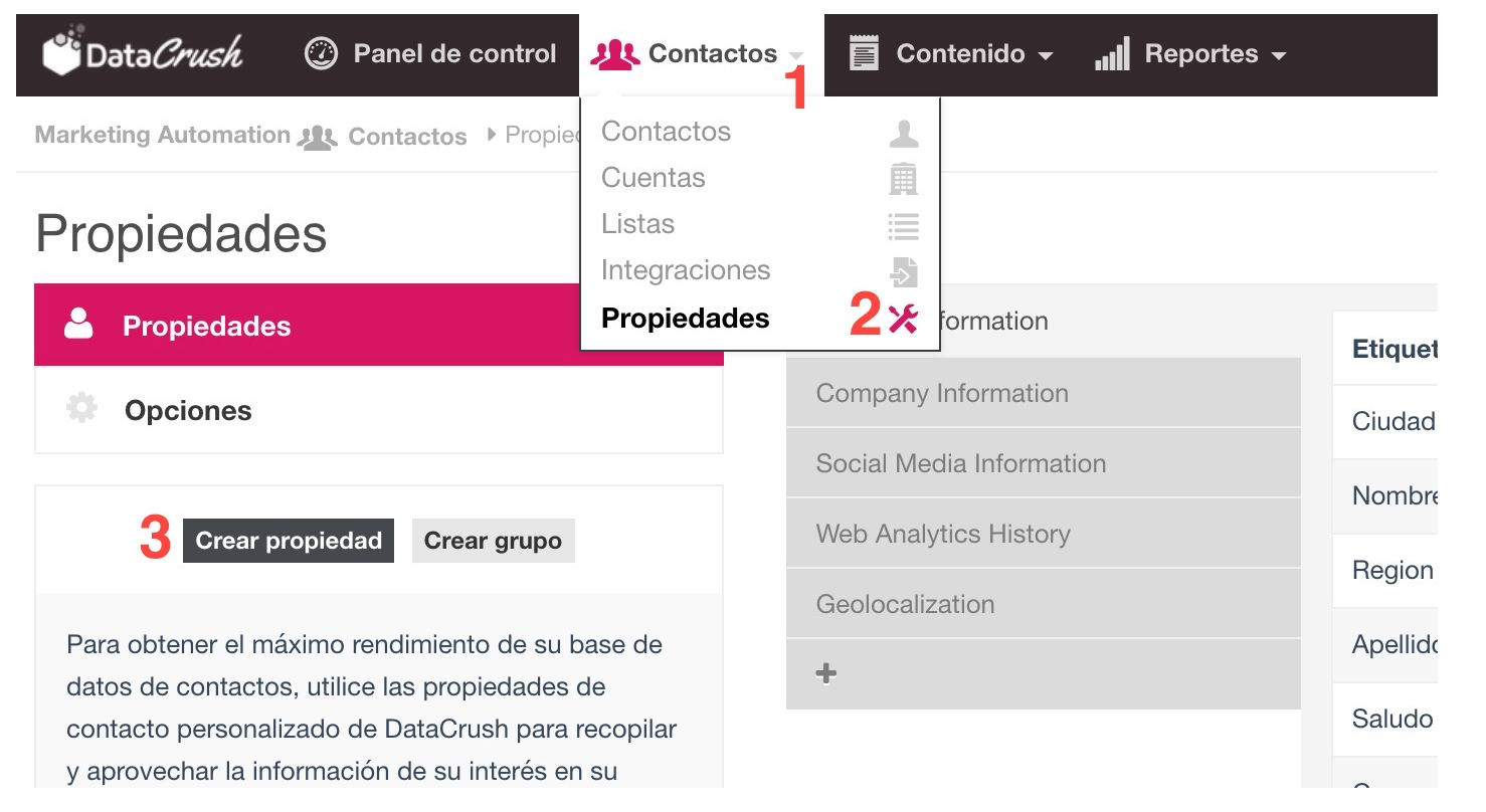 Añadiendo Propiedades para Herramientas Adicionales en DataCrush. – Centro de ayuda DataCrush